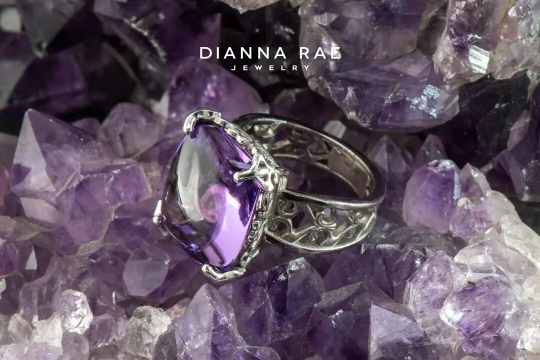Purple Pool White Gold Amethyst Fashion Filigree Ring | Dianna Rae Jewelry