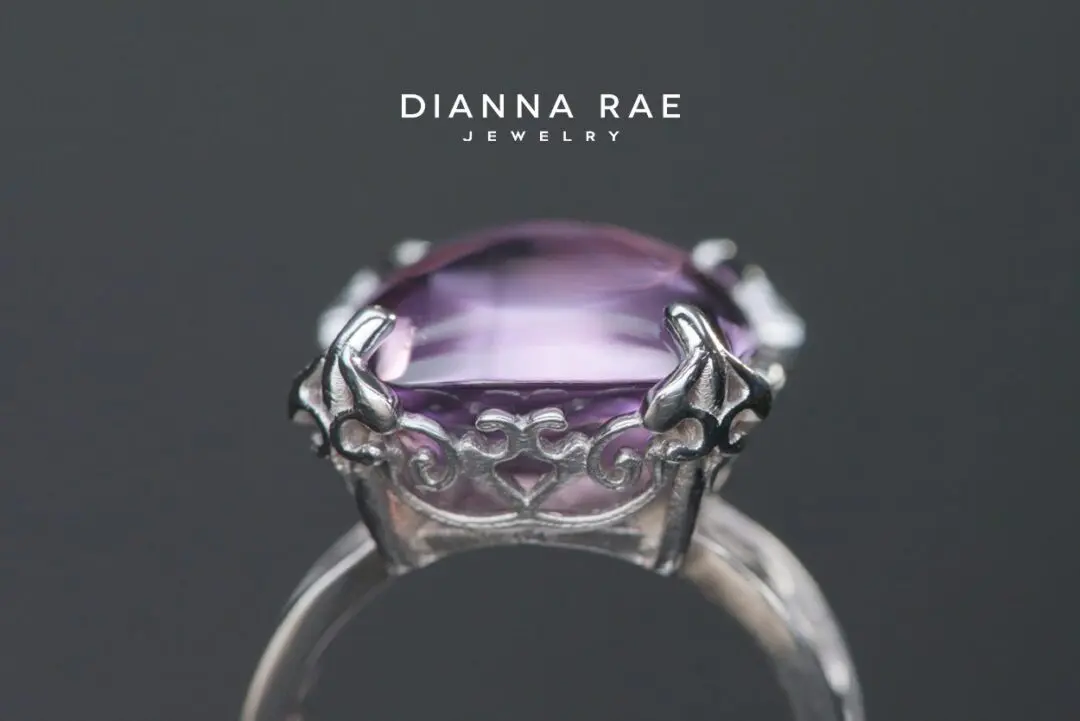 Purple Pool White Gold Amethyst Fashion Filigree Ring | Dianna Rae Jewelry