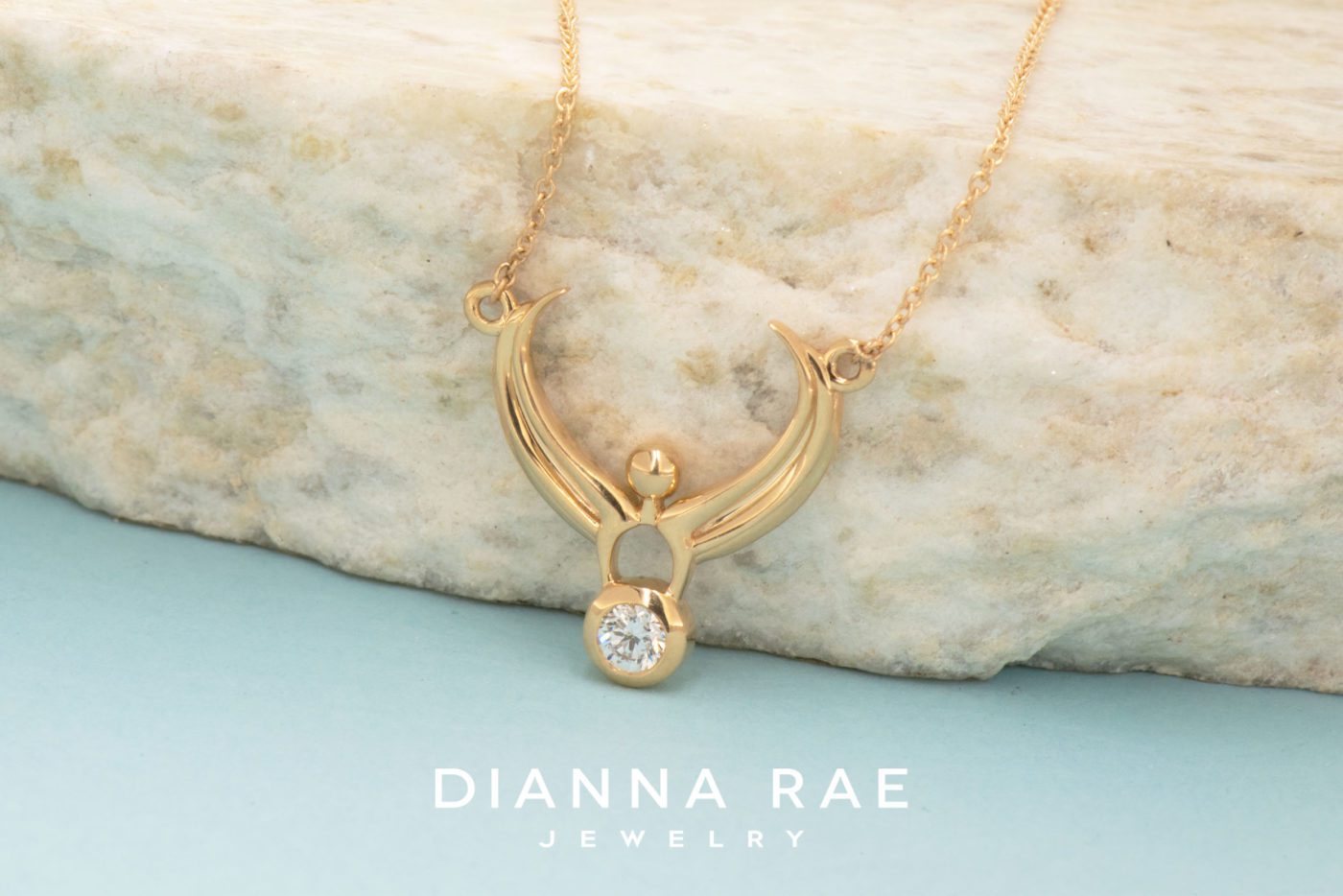 Yellow Gold Space Angel Pendant - Large - Dianna Rae Jewelry