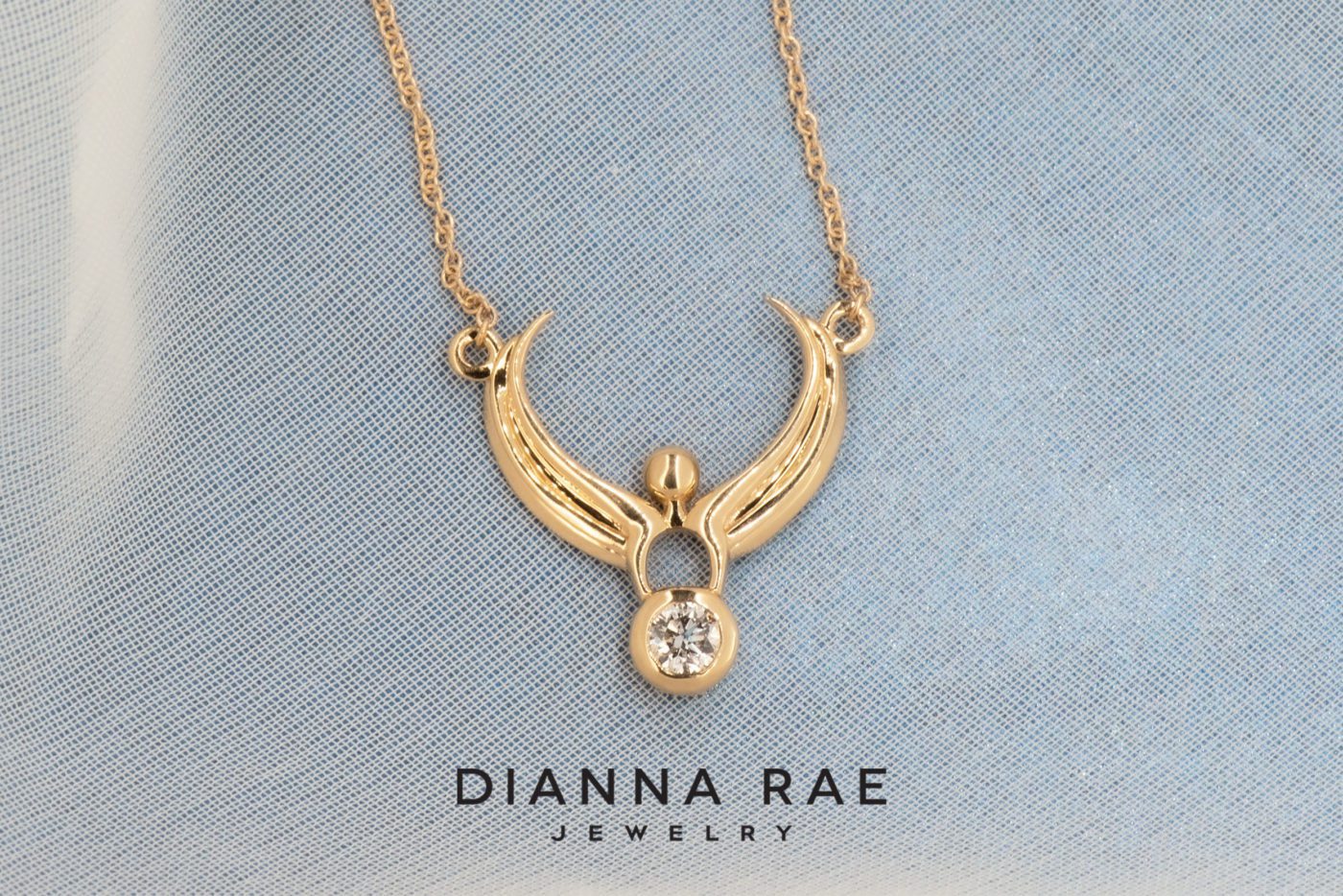 Yellow Gold Space Angel Pendant - Small - Dianna Rae Jewelry