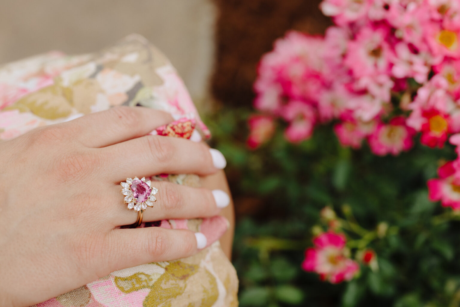 Heart Shaped Pink Spinel Ring With Diamond Halo | Dianna Rae Jewelry